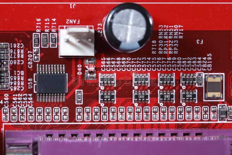 Closeup of Electronic Circuit Red Board with Processor of Compu Stock ...