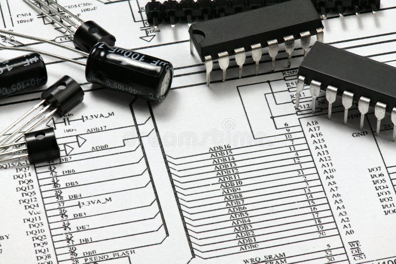 Closeup of Electronic Components, Unit, Part, Circuit Diagram, Computer ...