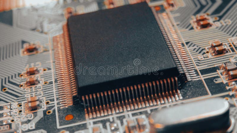Closeup on Electronic Computer Board. Electronic Circuit Board with ...