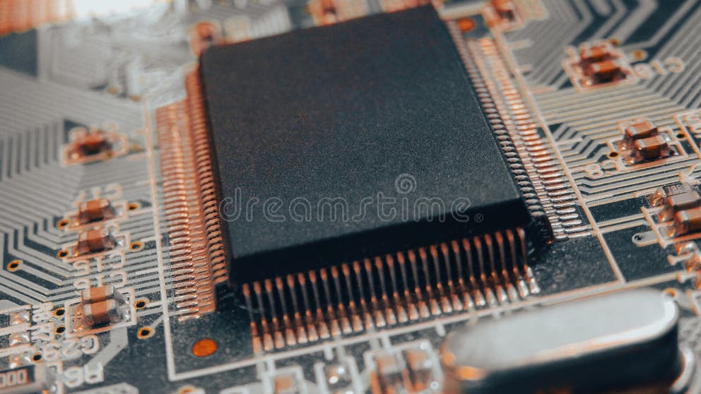 Closeup on Electronic Computer Board. Electronic Circuit Board with ...