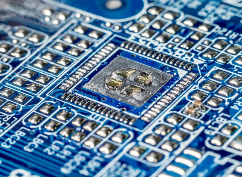Closeup of PCB Electronic Components Stock Image - Image of connection ...