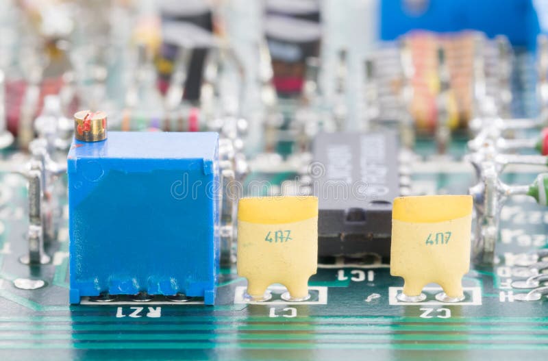 Closeup Electronic Hardware on the Circuit Board Stock Image - Image of ...