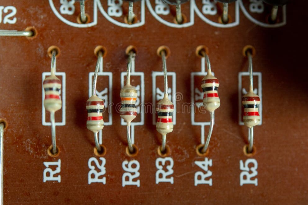 Closeup Electronic Hardware .Resistor on the White Circuit Board Stock ...