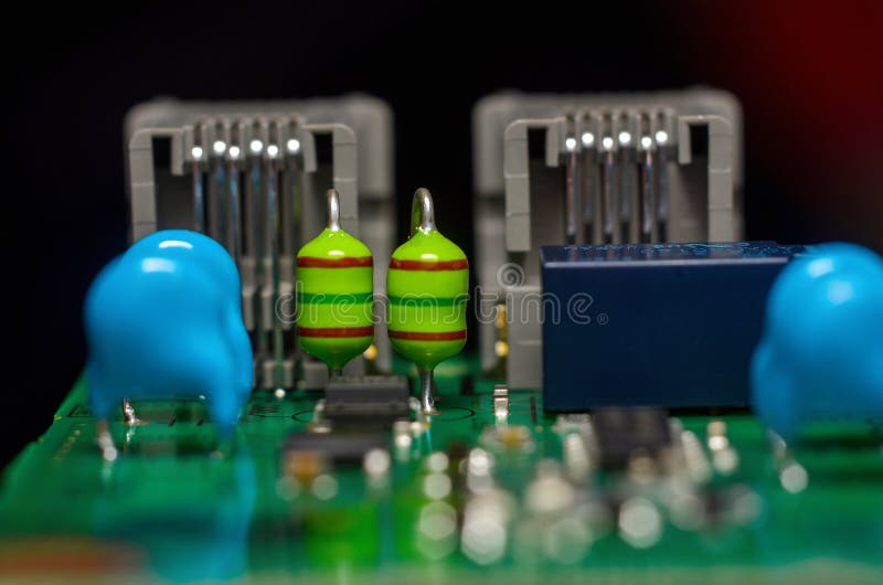 Closeup Electronics Circuit Board and Components Printer Computer Stock ...
