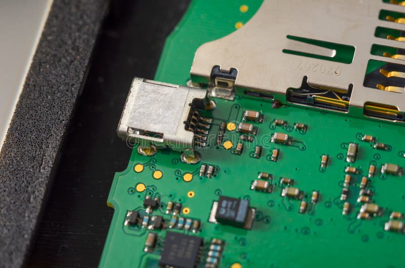 Closeup Electronics Circuit Board and Components Printer Computer Stock ...