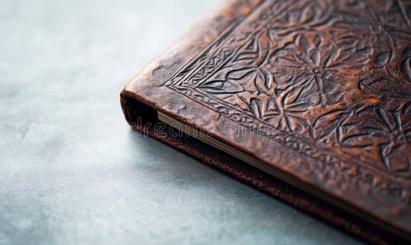 Closeup of an Embossed Leather Journal with Ornate Design Stock ...