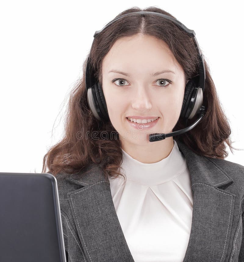 Closeup.employee Call Center Communicating with the Client Stock Image ...