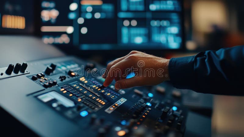 Closeup of an Employees Hands Adjusting Settings on a Control Panel ...