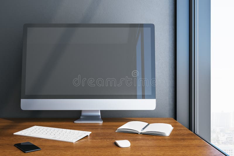 Closeup of Empty Computer Screen Editorial Photo - Illustration of copy ...