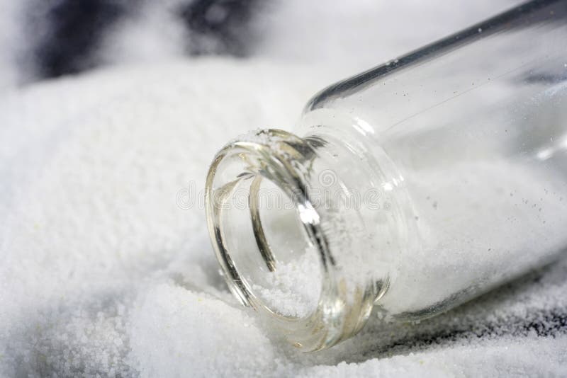 Closeup of an Empty Glass Bottle on Salt Stock Photo - Image of bottle ...