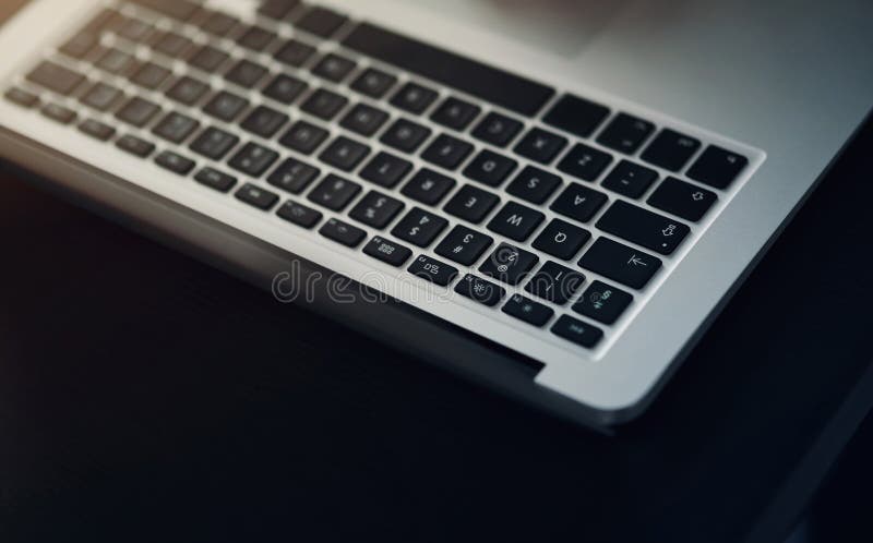 Closeup, Empty and Laptop with Keyboard, Technology and Business with ...