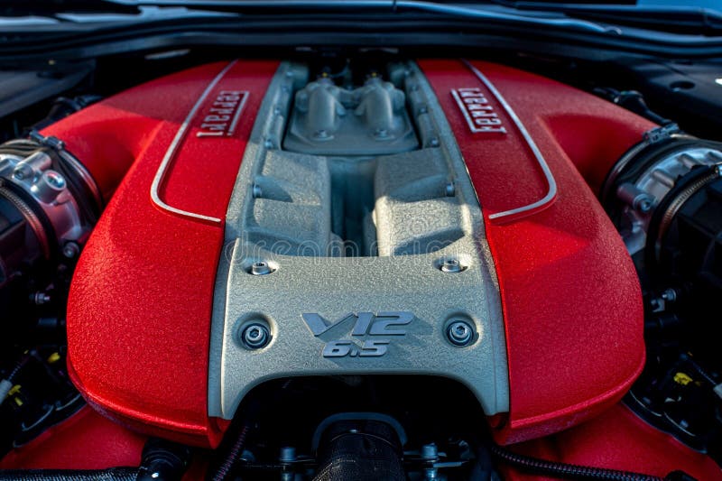 Closeup of the Engine Bay of a Red Ferrari Car. Editorial Photo - Image ...