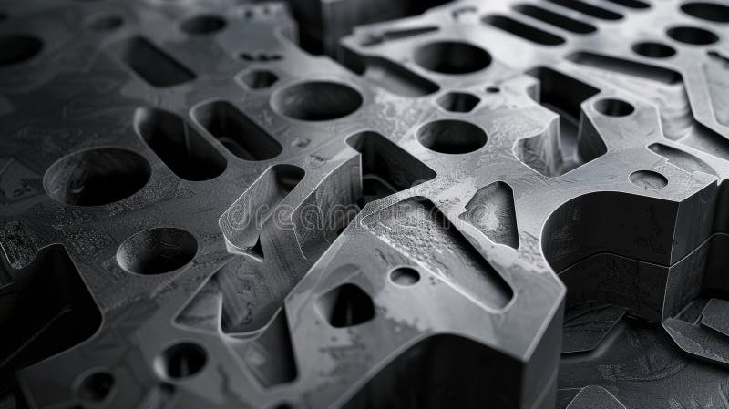 Closeup of an Engine Block Made from Matte Black Steel with Bold and ...