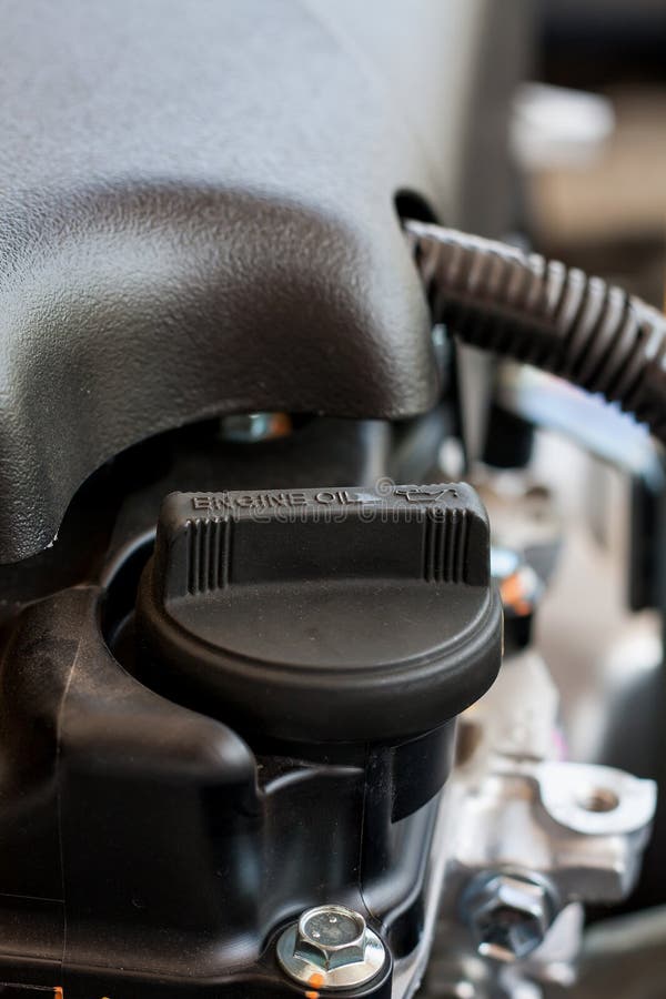 Closeup Engine Oil Cap in Engine Stock Image - Image of steel, engine ...
