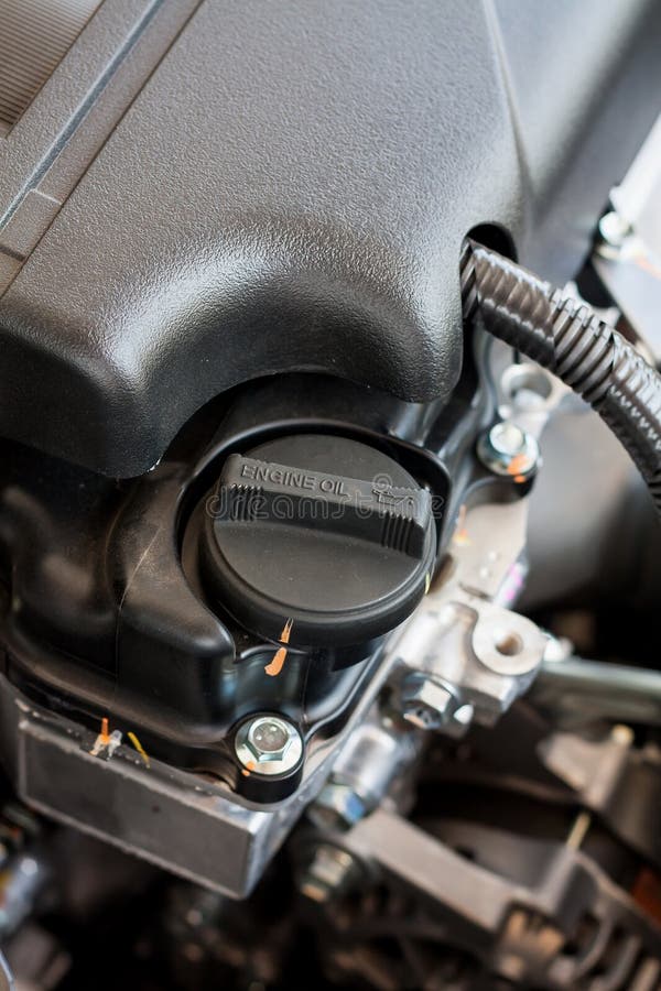 Closeup Engine Oil Cap in Engine Stock Photo - Image of mechanic, fuel ...