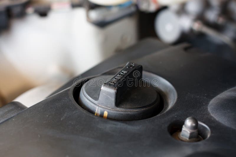 Closeup Engine Oil Cap in Engine Room Stock Image - Image of gasoline ...
