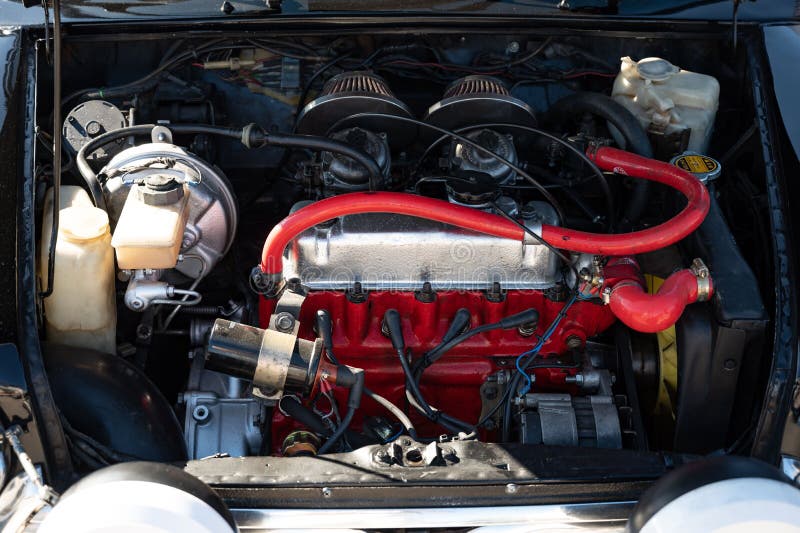 Closeup of an Engine of an Old Black Mini Cooper Editorial Photography ...