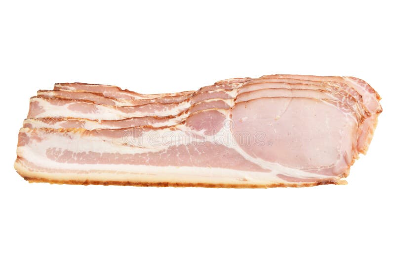 Closeup English Bacon Rasher on White Stock Photo - Image of delicious ...