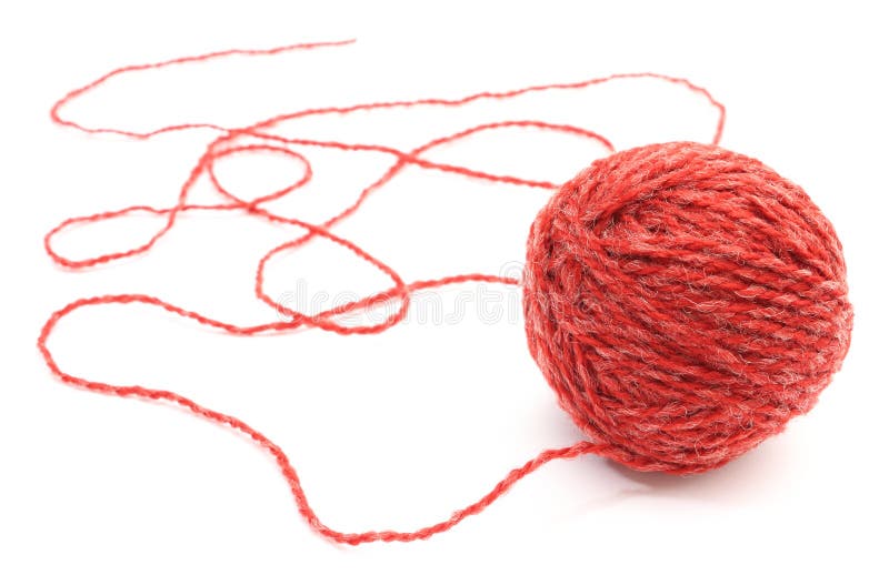 Teared Red Wool Thread On A White Background Stock Image - Image of ...