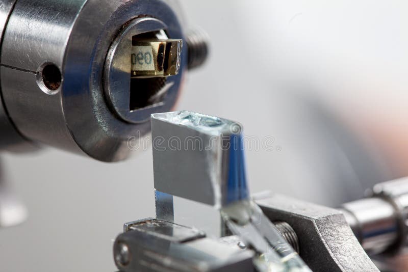 Closeup Epoxy Embedded Tissue Placed Ultramicrotome Make Sections ...