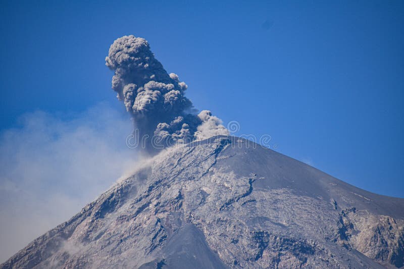 Closeup of an Erupting Volcano Stock Photo - Image of background, blue ...