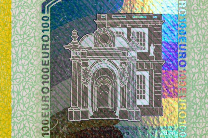 Closeup of 100 Euro Banknote Editorial Image - Image of security ...