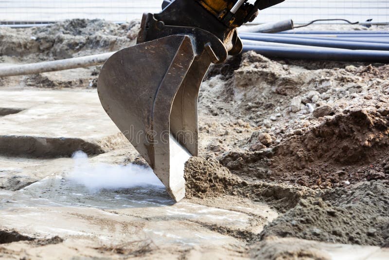 Closeup of an Excavator Scraping Sand Stock Photo - Image of digger ...