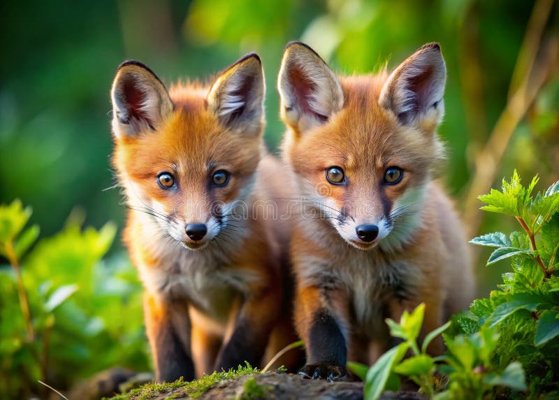 Closeup Exploration of Playful Red Fox Kits in a Natural Setting a ... Closeup Exploration of Playful Red Fox Kits in a Natural Setting a ...