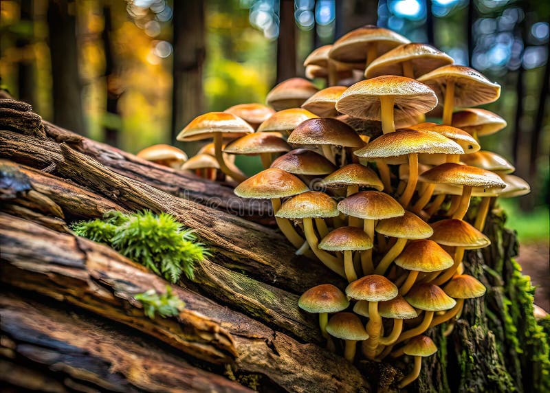 Closeup Exploration of Toadstool Fungi on a Decaying Forest Floor a ...