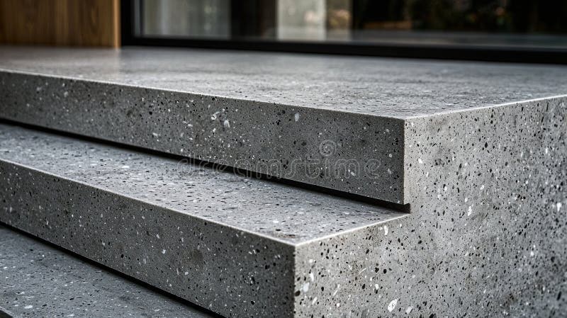Closeup of Exposed Aggregate Concrete Steps Textured Modern Industrial ...