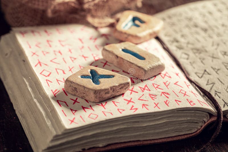 Extraordinary Runic Stones Made of Ancient Language and Old Book Stock ...