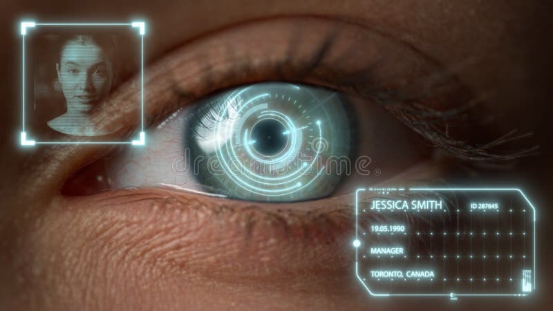 Closeup Eye Biometrics Recognition System Checking User Analyzing ...