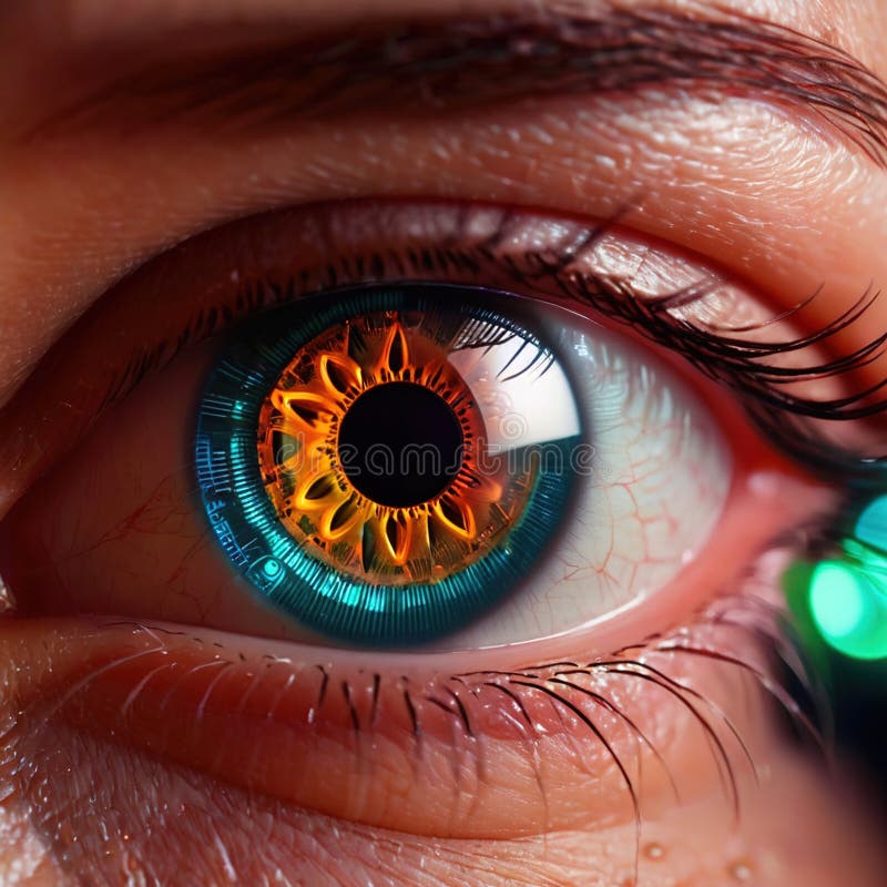 Closeup of Eye with Retinal Scan for Optical Cybersecurity Login ...