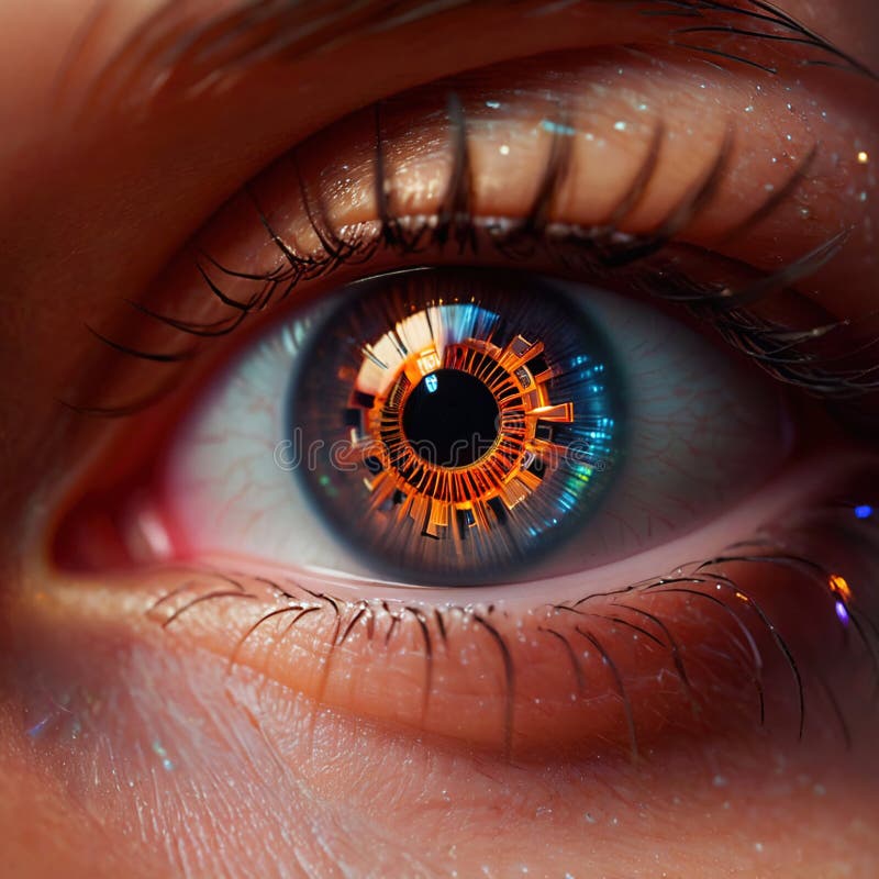 Closeup of Eye with Retinal Scan for Optical Cybersecurity Login ...