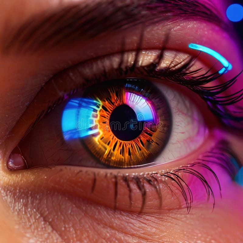 Closeup of Eye with Retinal Scan for Optical Cybersecurity Login ...