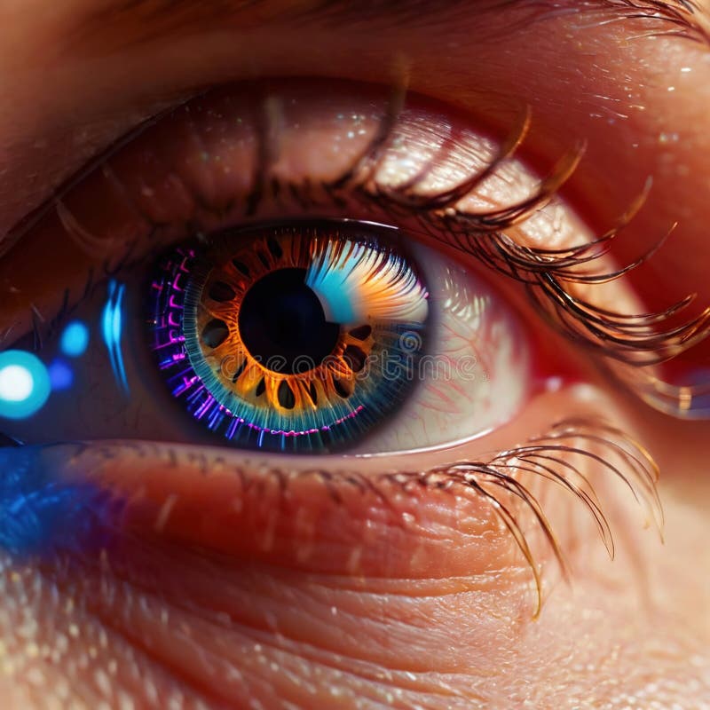 Closeup of Eye with Retinal Scan for Optical Cybersecurity Login ...