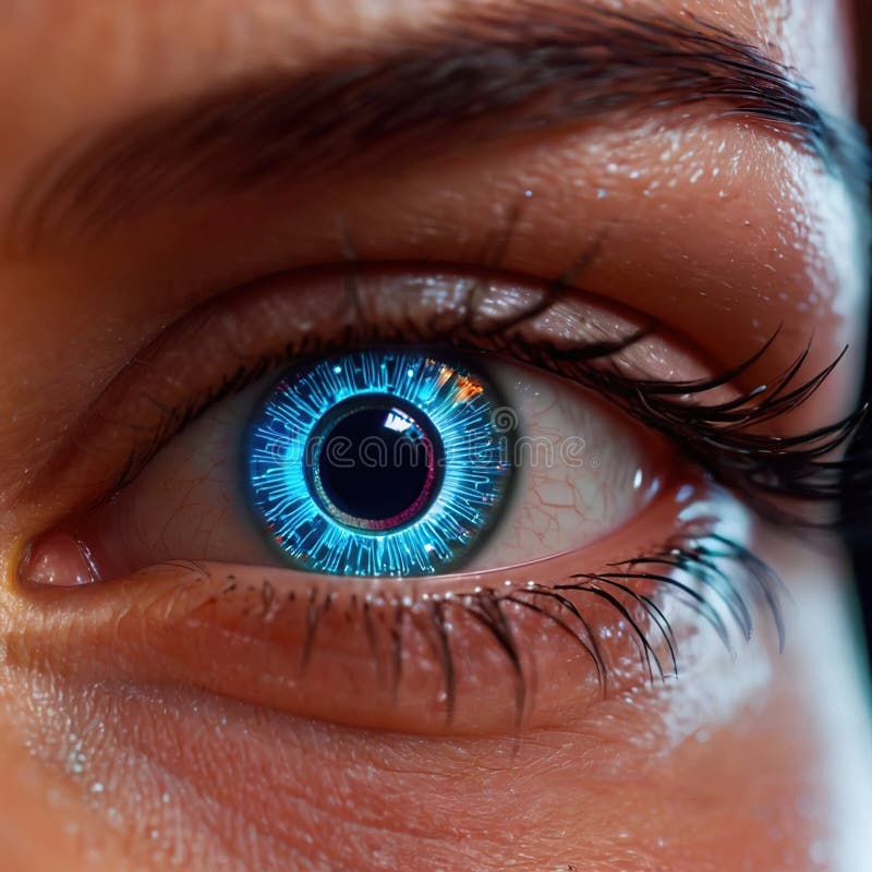 Closeup of Eye with Retinal Scan for Optical Cybersecurity Login ...