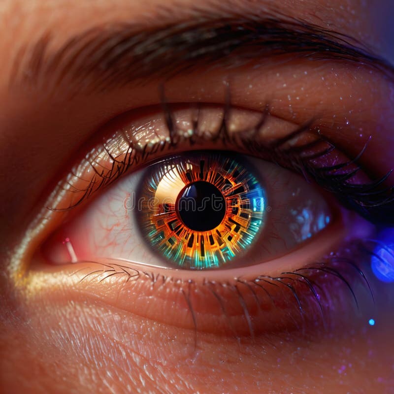 Closeup of Eye with Retinal Scan for Optical Cybersecurity Login ...