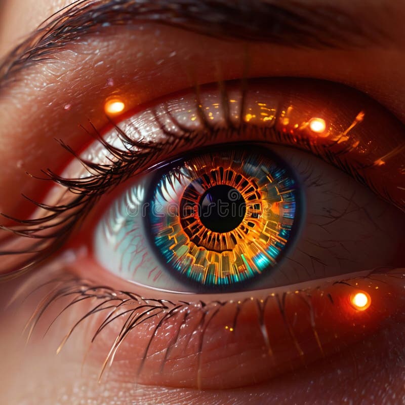 Closeup of Eye with Retinal Scan for Optical Cybersecurity Login ...