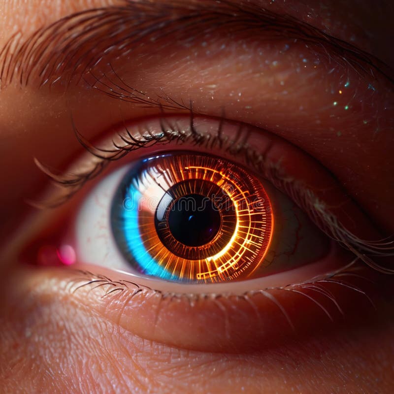 Closeup of Eye with Retinal Scan for Optical Cybersecurity Login ...