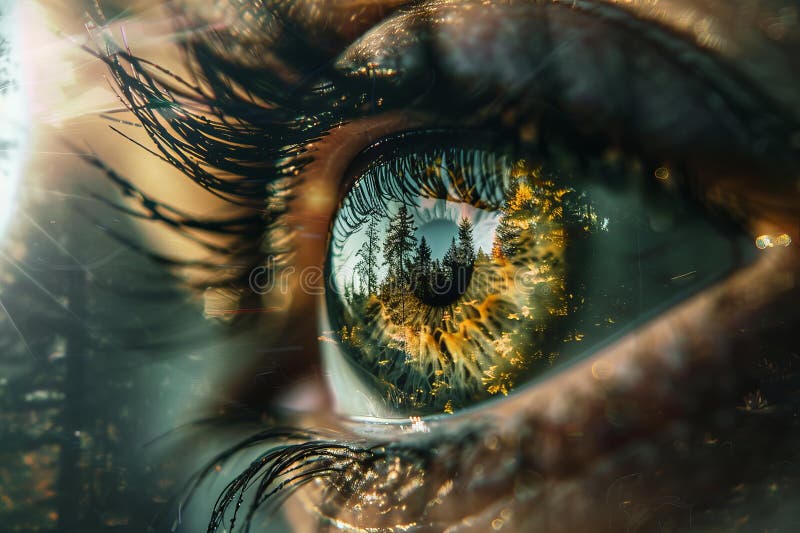 Reflection of a Forest in a Human Eye Stock Image - Image of connection ...