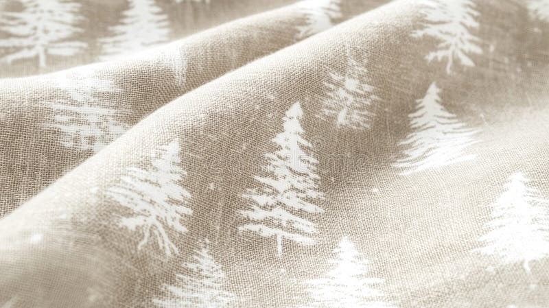 Closeup of Fabric Featuring Elegant White Tree Pattern on Dark ...