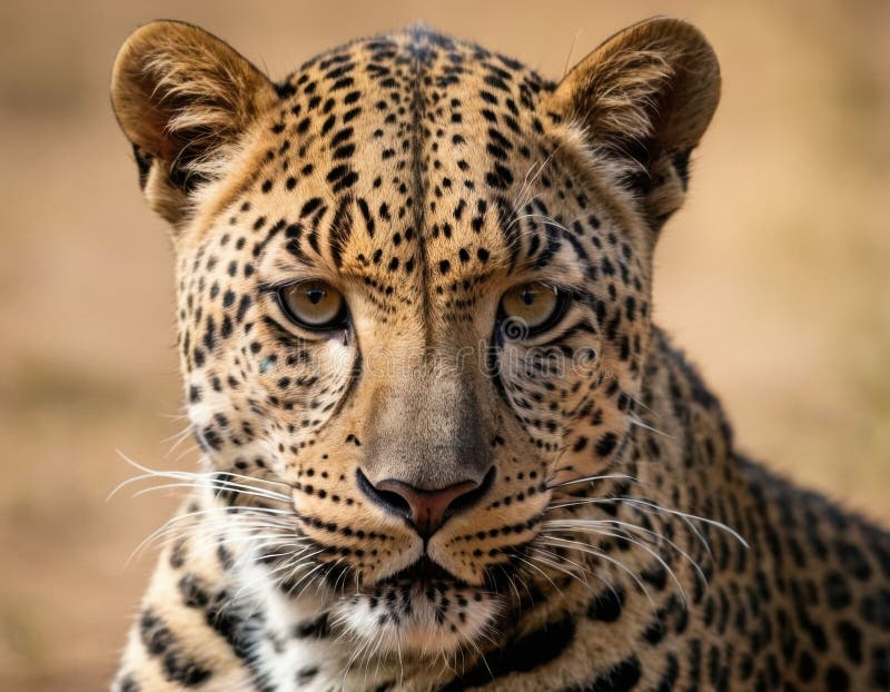 African Leopard Looking at the Camera. Stock Illustration ...