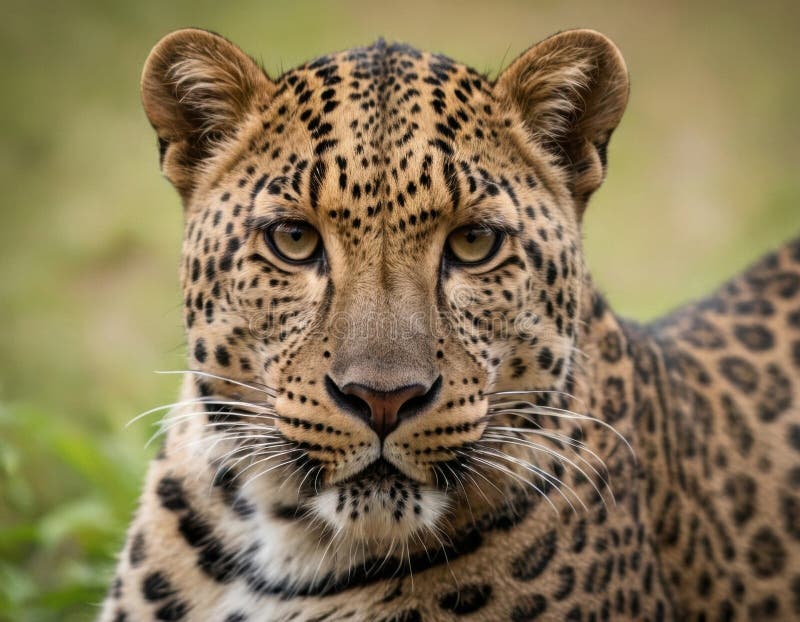 African Leopard Looking at the Camera. Stock Illustration ...