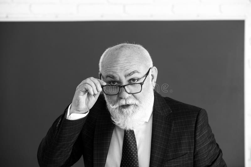 Closeup Face of Professor or Teacher on Blackboard Isolated. Stock ...