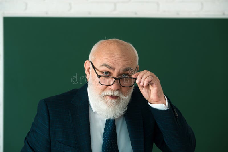 Closeup Face of Professor or Teacher on Blackboard Isolated. Stock ...