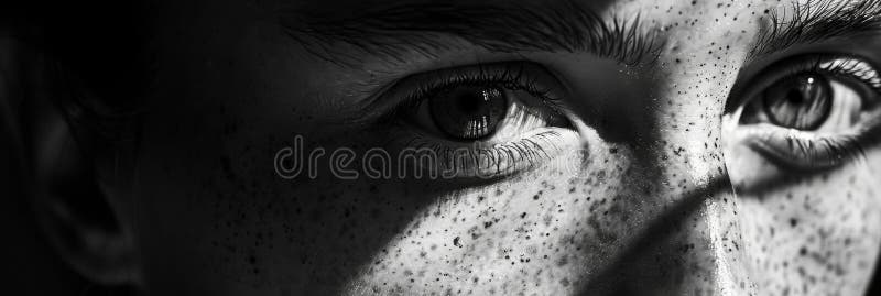 A Closeup of a Face with a Smattering of Freckles the Sunlight Casting ...