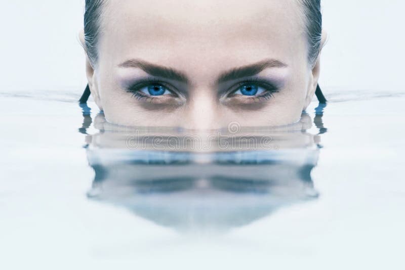 Closeup Face of Woman in the Water Stock Image - Image of healthy ...