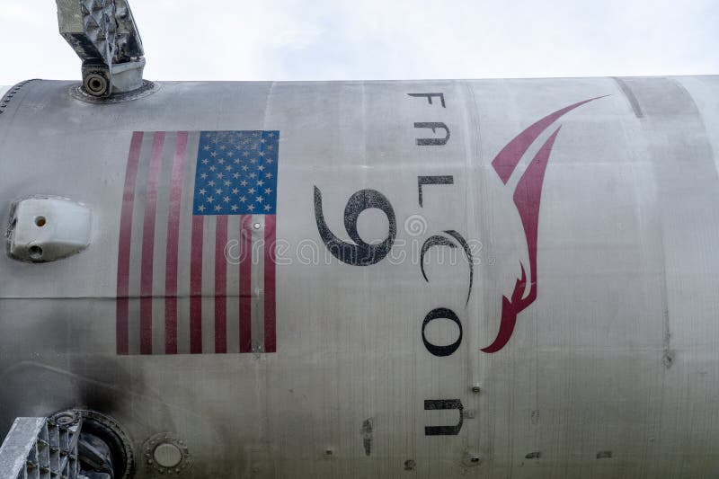 Closeup of Falcon 9 Space X Rocket Under a Cloudy Sky Editorial ...