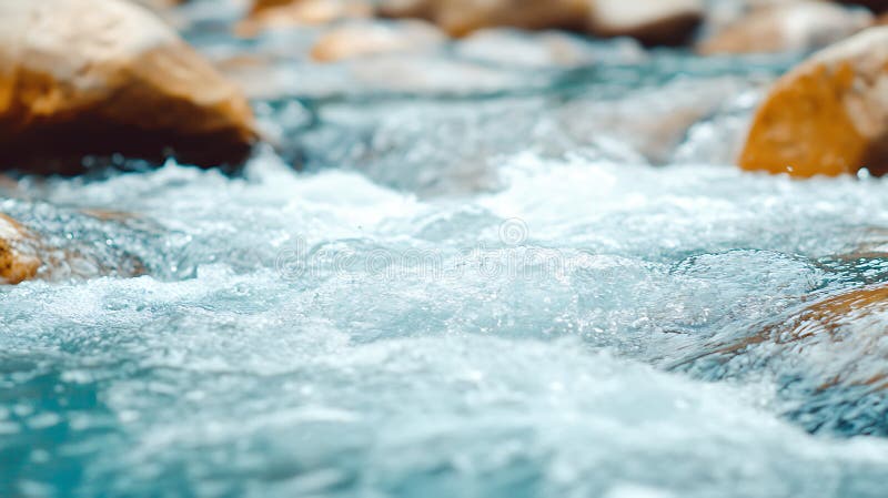 Closeup of a Fast Moving River with Rocks Stock Illustration ...